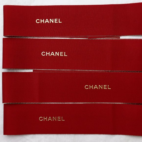 CHANEL | Party Supplies | 4 Chanel Red Golden Wide Ribbon For Gift Wrap ...
